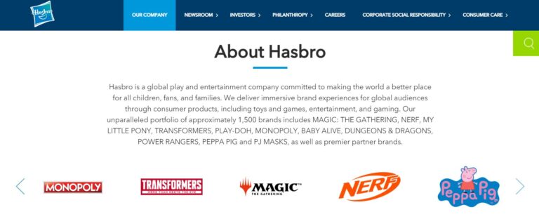 Sitio web de Hasbro - TonySourcing